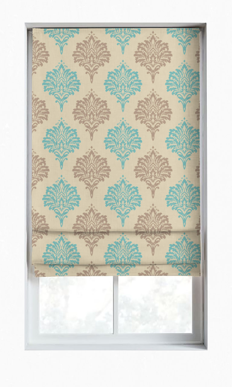 Buy Damask Patterned Shades Online I Blue/ Grey/ White I Spiffy Spools