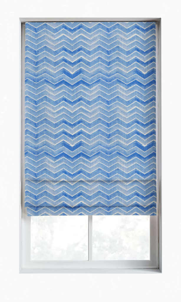 Buy Chevron Print Shades Online I Eggshell White/ Blue I Spiffy Spools