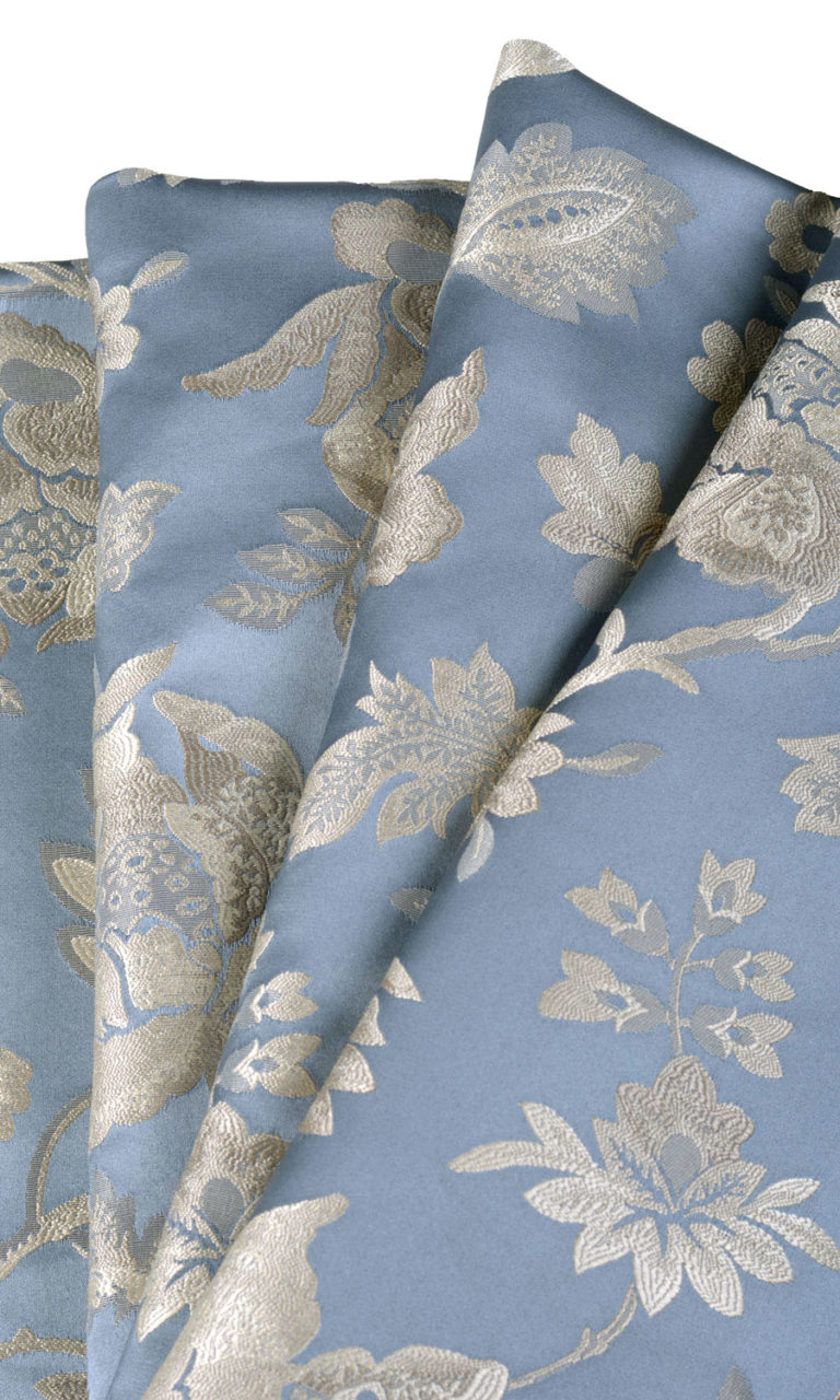 'Jazz' Bespoke Patterned Fabric Sample (Indigo Blue/ Gr-eige)