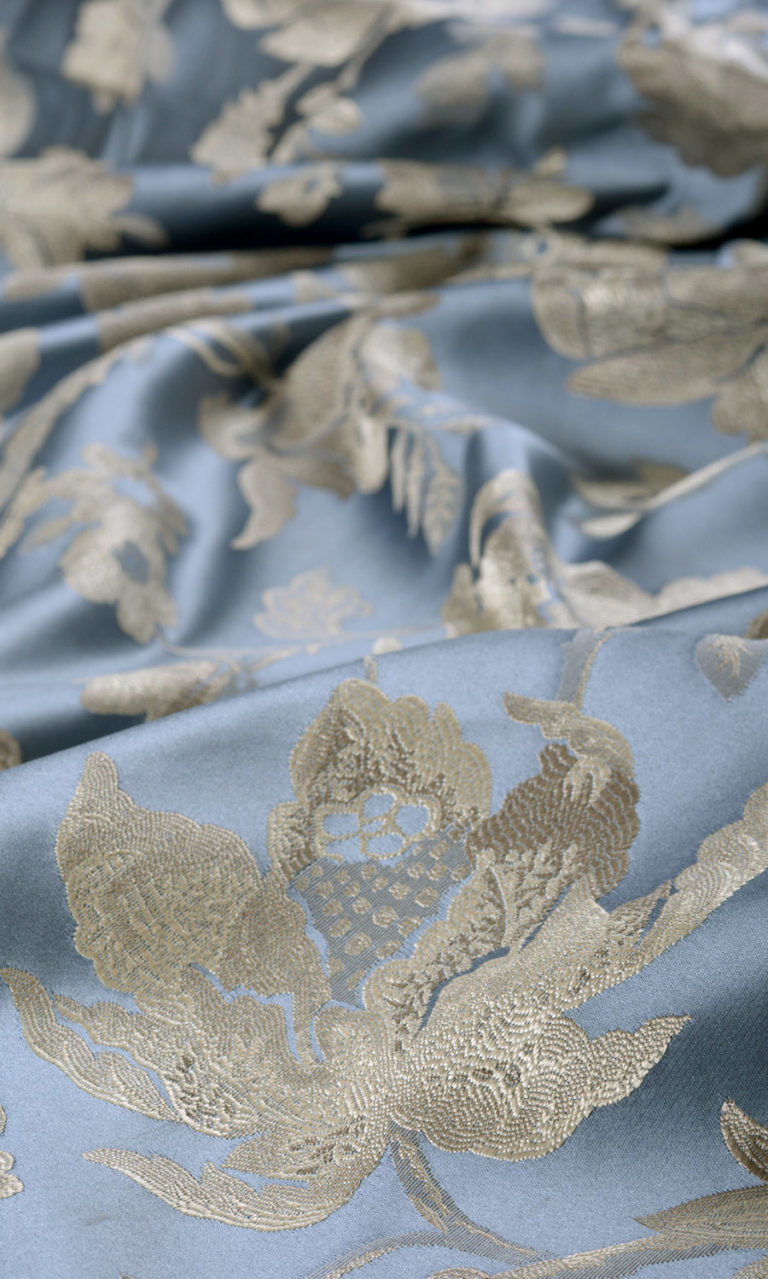 'Jazz' Bespoke Patterned Fabric Sample (Indigo Blue/ Gr-eige)