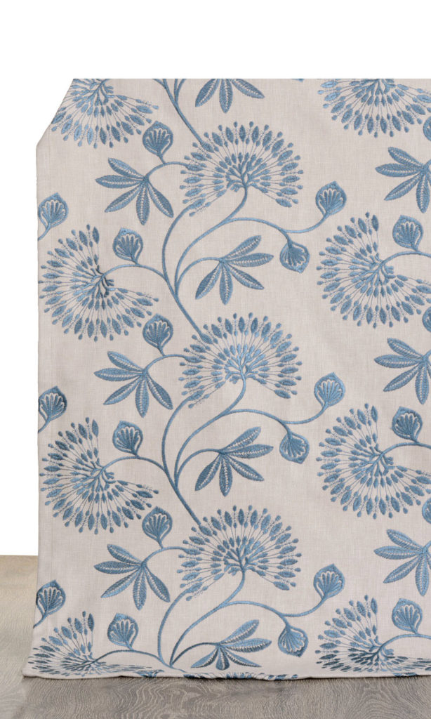 Shop Vine Embroidered Roman Shades Online I Pale Beige/ Ocean Blue