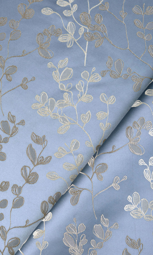 Floral Patterned Fabric Sample/ Swatch I Navy Blue/ White