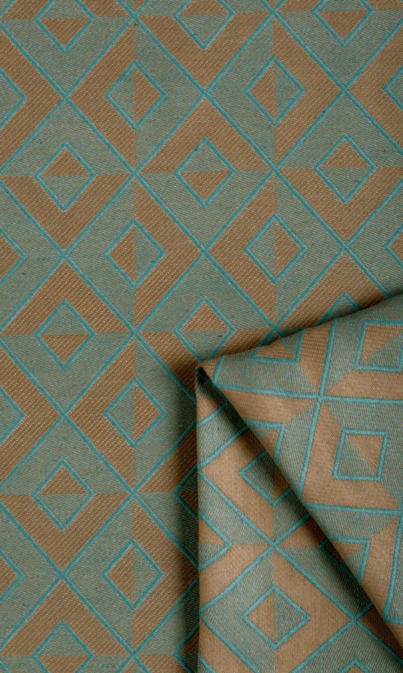 Shop Woven Diamond Patterned Blinds Online I Turquoise Blue/ Brown