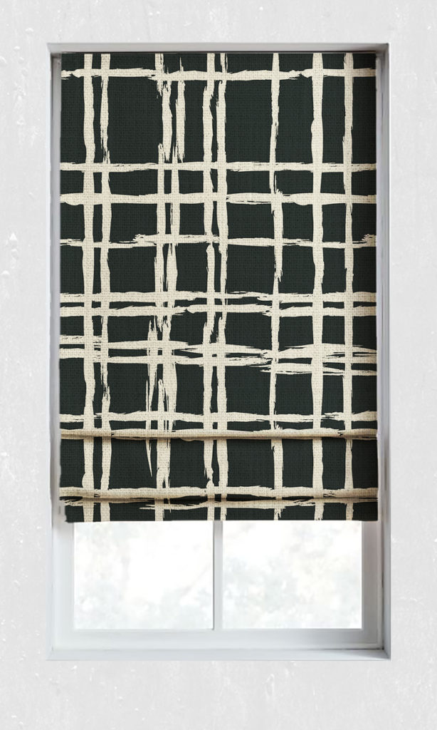 Buy Geometrical Patterned Roman Shades Online I Black/ Ivory I Spiffy ...