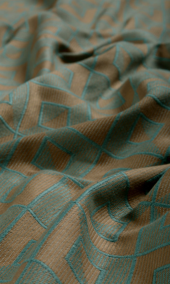 Shop Woven Diamond Patterned Blinds Online I Turquoise Blue/ Brown