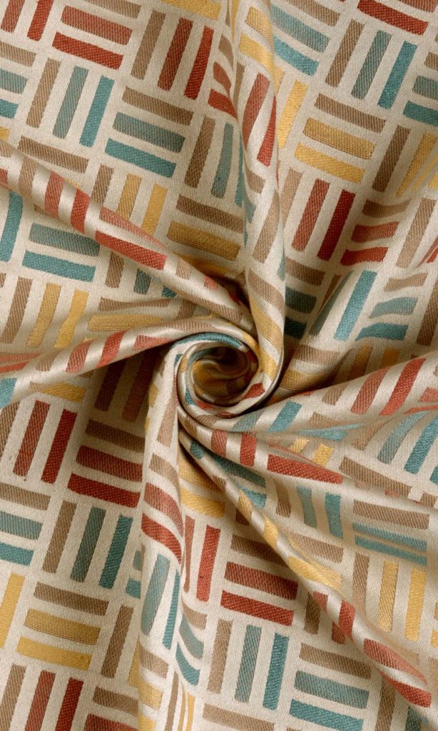 Woven Geometric Drapes Online I Red/ Blue/ Yellow/ Brown/ White I ...