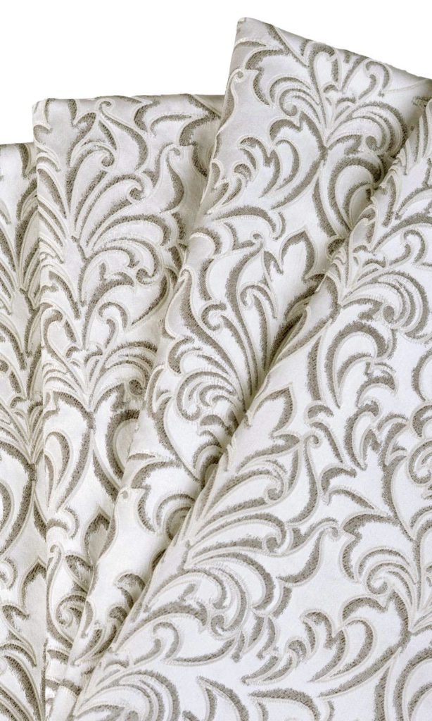 Floral Damask Patterned Fabric Sample/ Swatch I White/ Black