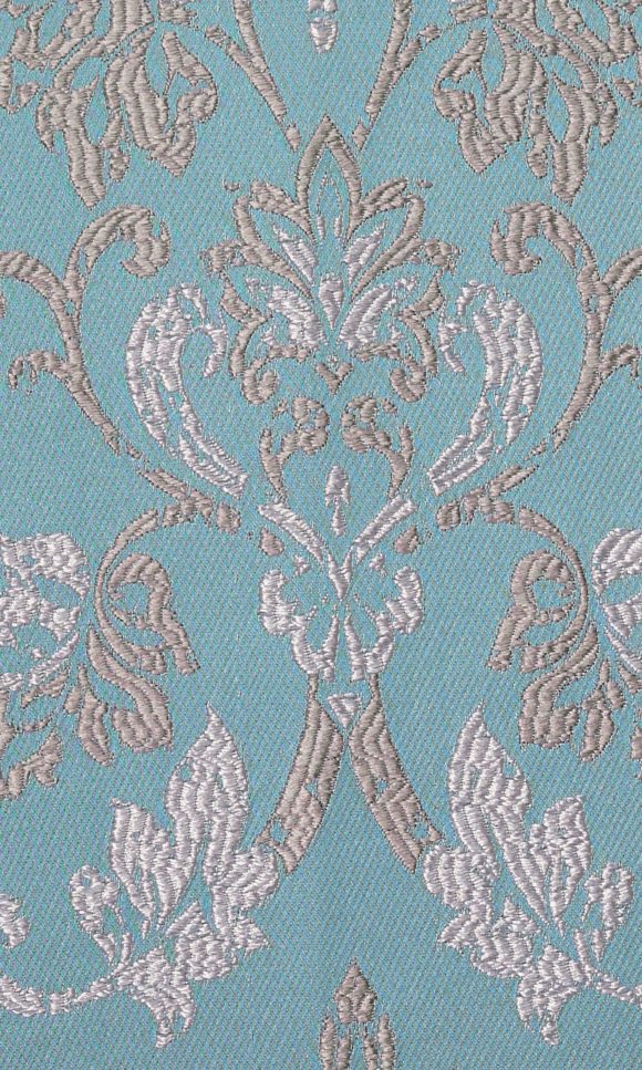 'Modena' Fleur De Lis Patterned Fabric Sample (Blue)