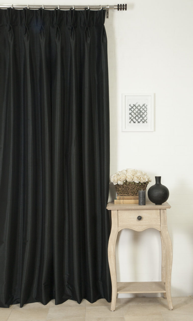Made to Measure Silk Drapes Online I Black/ Grey I Spiffy Spools