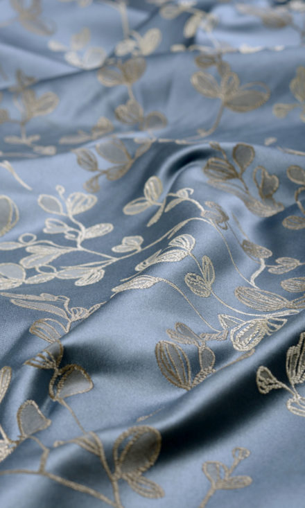 Floral Patterned Fabric Sample/ Swatch I Navy Blue/ White