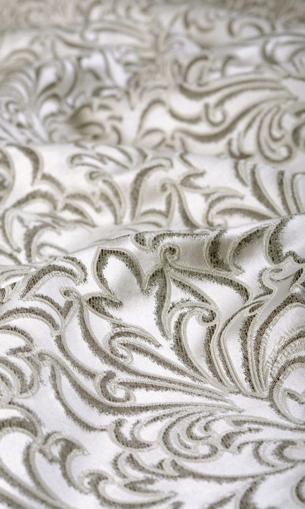 Floral Damask Patterned Fabric Sample/ Swatch I White/ Black