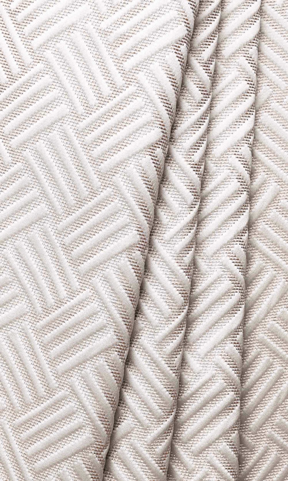 Silk Blend Geometric Patterned Fabric Sample/ Swatch I White