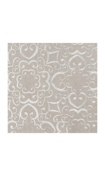 Damask Patterned Natural Linen Fabric Sample/ Swatch I Brown