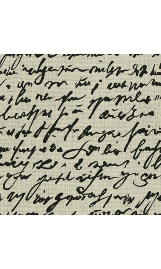 Script Print Curtains/ Drapes Online I Black/ Milky White I Spiffy Spools