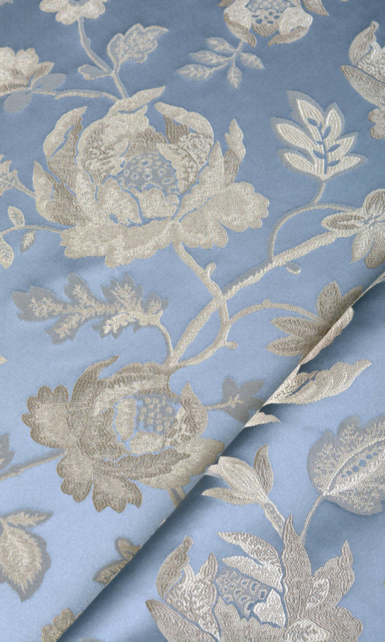 'Jazz' Bespoke Patterned Fabric Sample (Indigo Blue/ Gr-eige)