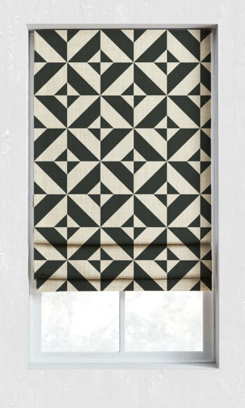 Buy Geometrical Print Roman Shades/ Blinds Online I Black/ Ivory I ...