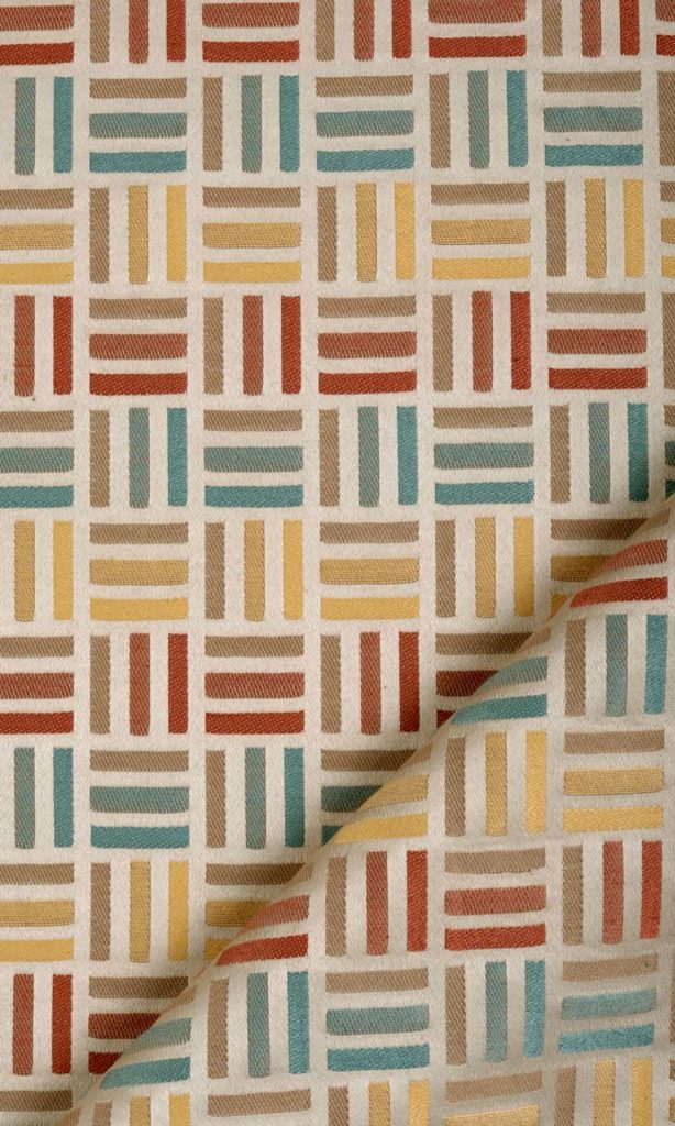 Woven Geometric Drapes Online I Red/ Blue/ Yellow/ Brown/ White I ...