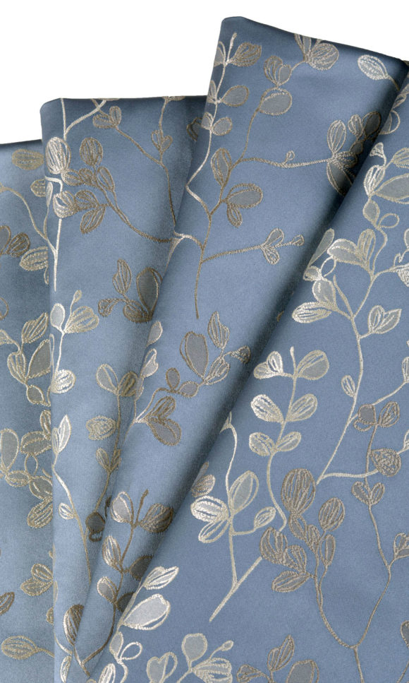 Floral Patterned Fabric Sample/ Swatch I Navy Blue/ White