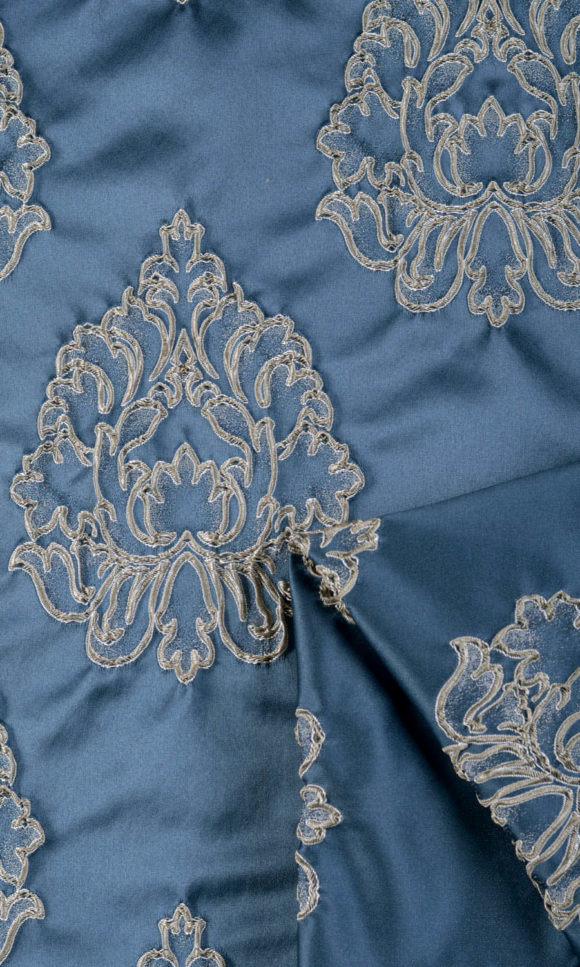 'Ensemble' Made-to-Order Window Fabric Sample (Navy Blue/ Gray)