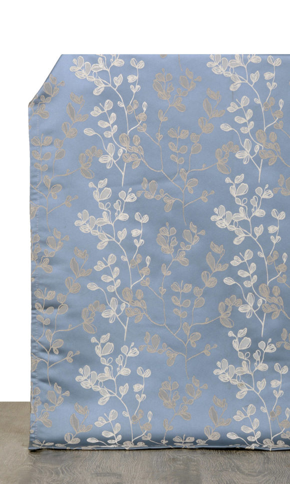 Floral Patterned Fabric Sample/ Swatch I Navy Blue/ White