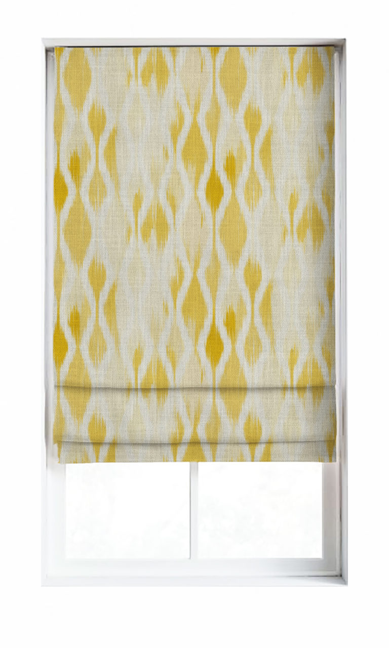 Buy Ikat-Style Blinds Online I White/ Yellow I Spiffy Spools