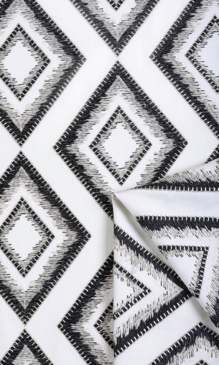 Shop Geometric Patterned Window Blinds I White/ Black I Spiffy Spools