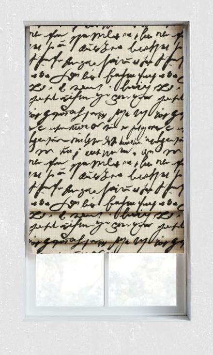 Script Print Curtains/ Drapes Online I Black/ Milky White I Spiffy Spools