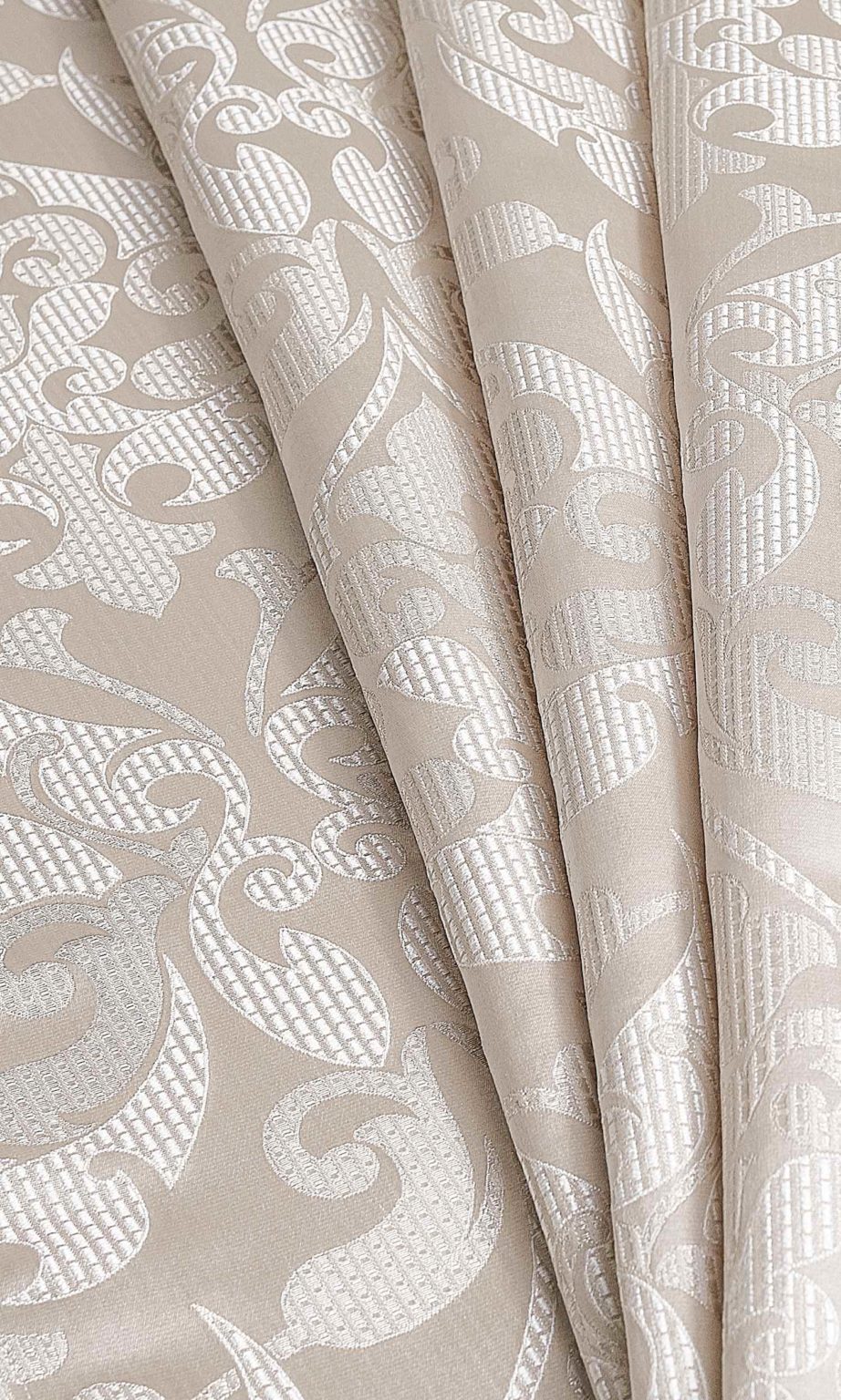 Self Patterned Custom Drapery Online I Pale Beige/ Gold I Spiffy Spools