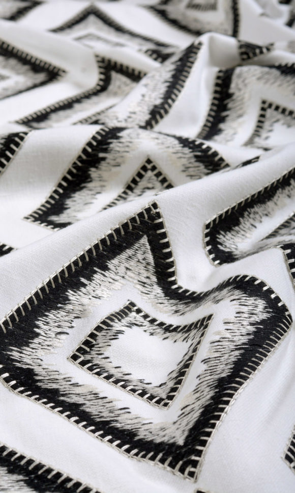 Shop Geometric Patterned Window Blinds I White/ Black I Spiffy Spools