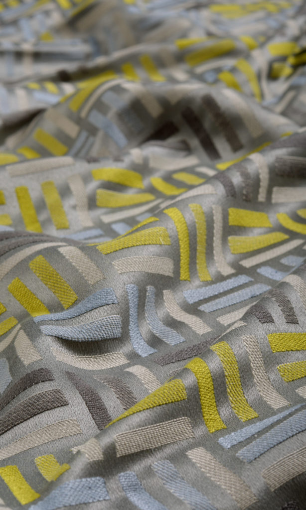 Geometric Patterned Jacquard Panels Online I Grey/ Yellow I Spiffy Spools