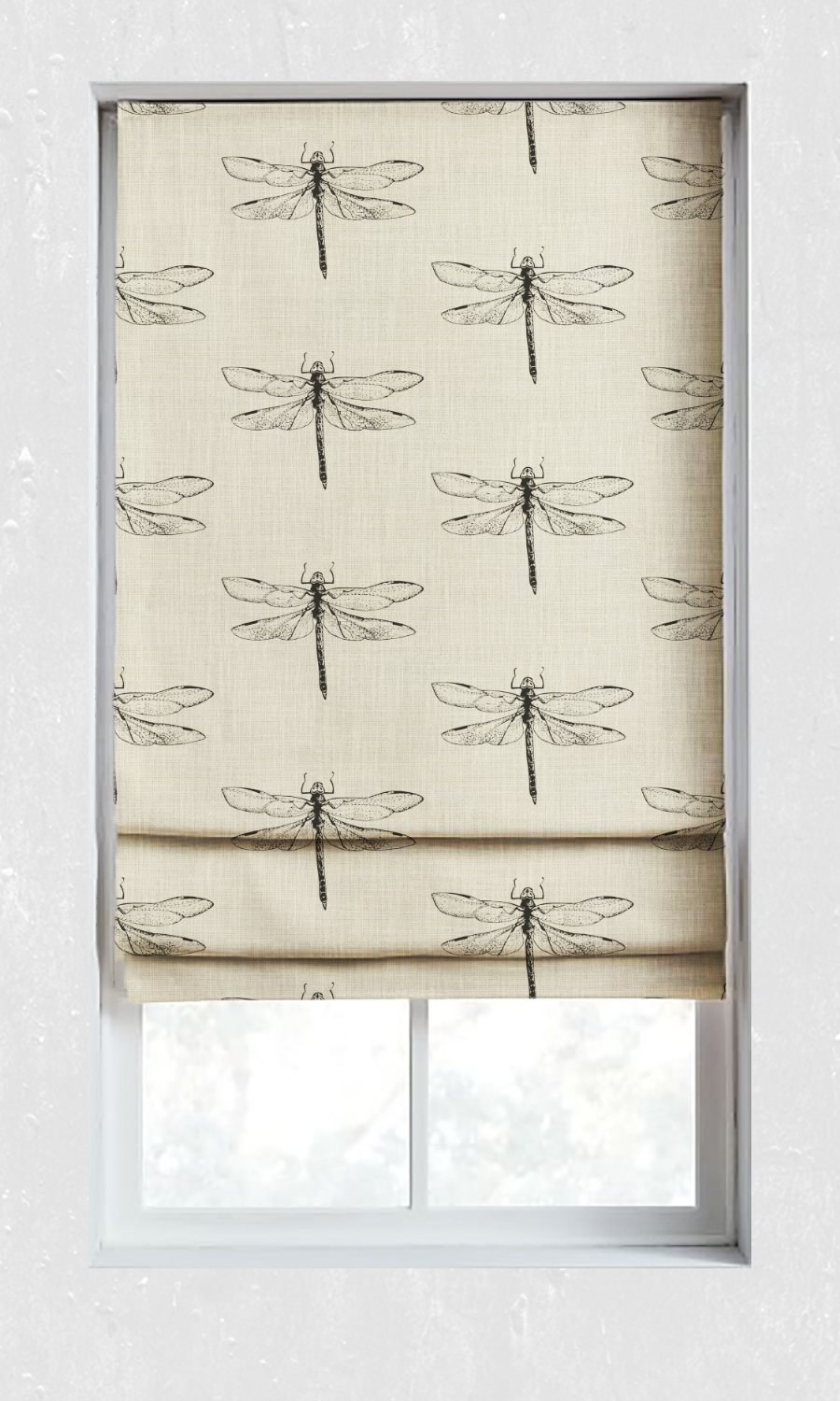 Dragonfly Print Curtains Online I Black/ Milky White I Spiffy Spools