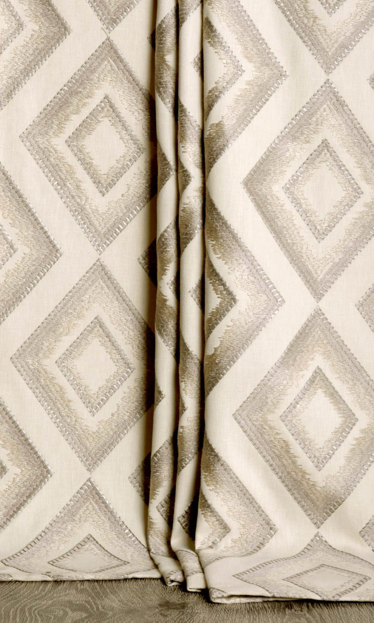 Diamond Patterned Curtains Online I Beige/ Brown/ Beige I Spiffy Spools