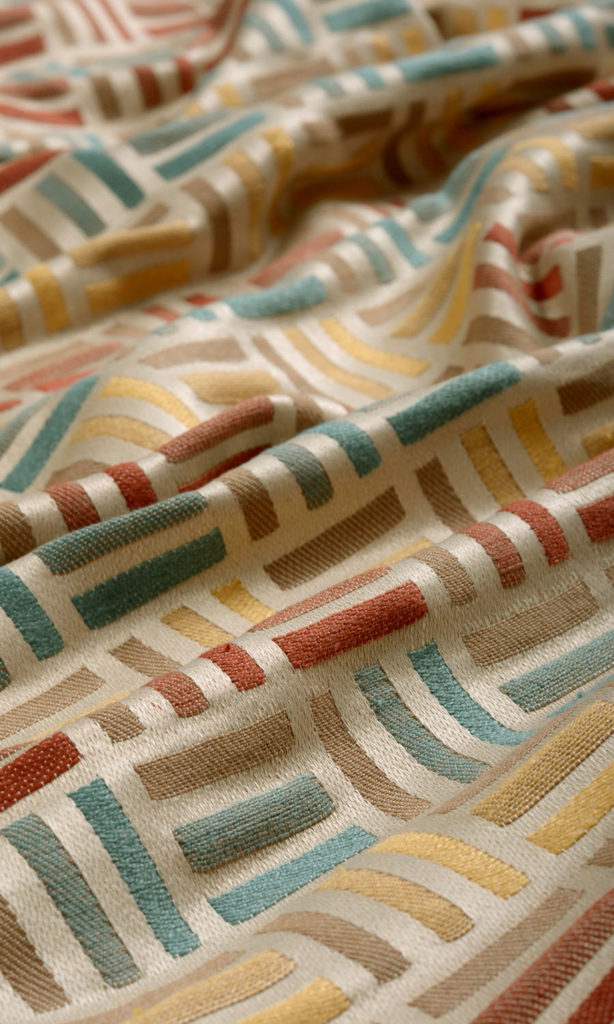 Woven Geometric Drapes Online I Red/ Blue/ Yellow/ Brown/ White I ...