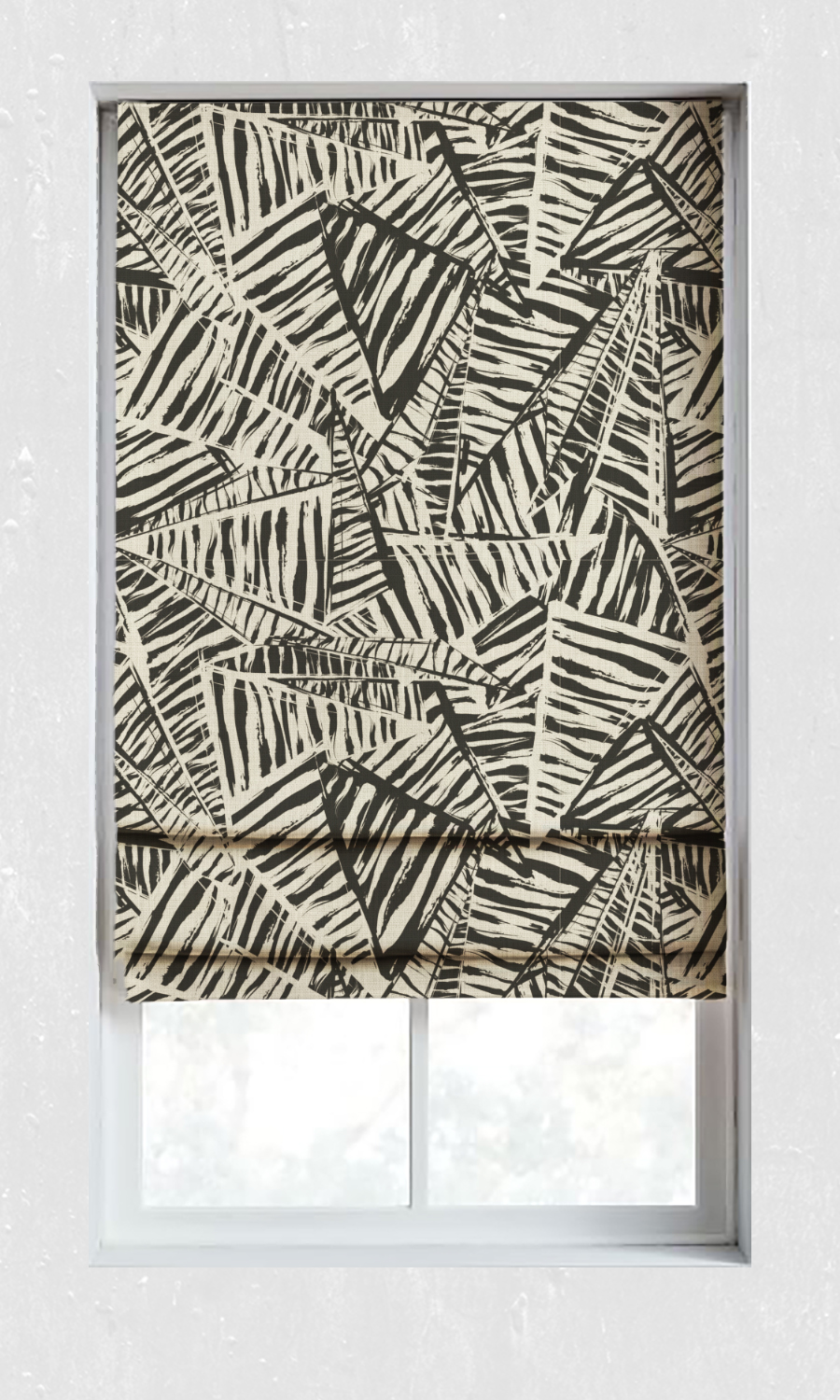 'Abstract Mood' Printed Roman Shades (Black/ Milky White)