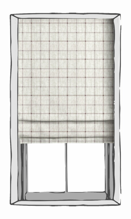 'Morning White' Check Patterned Roman Shades (Oatmeal White)