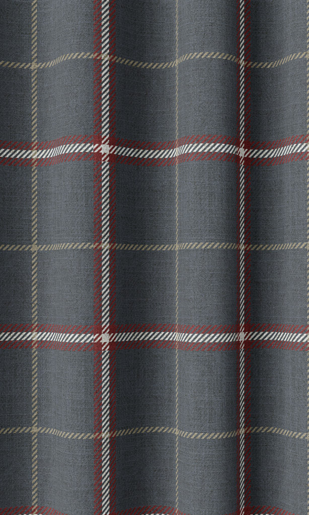 'Dry Crust' Modern Geometric Patterned Drapes (Slate Grey/ Red)