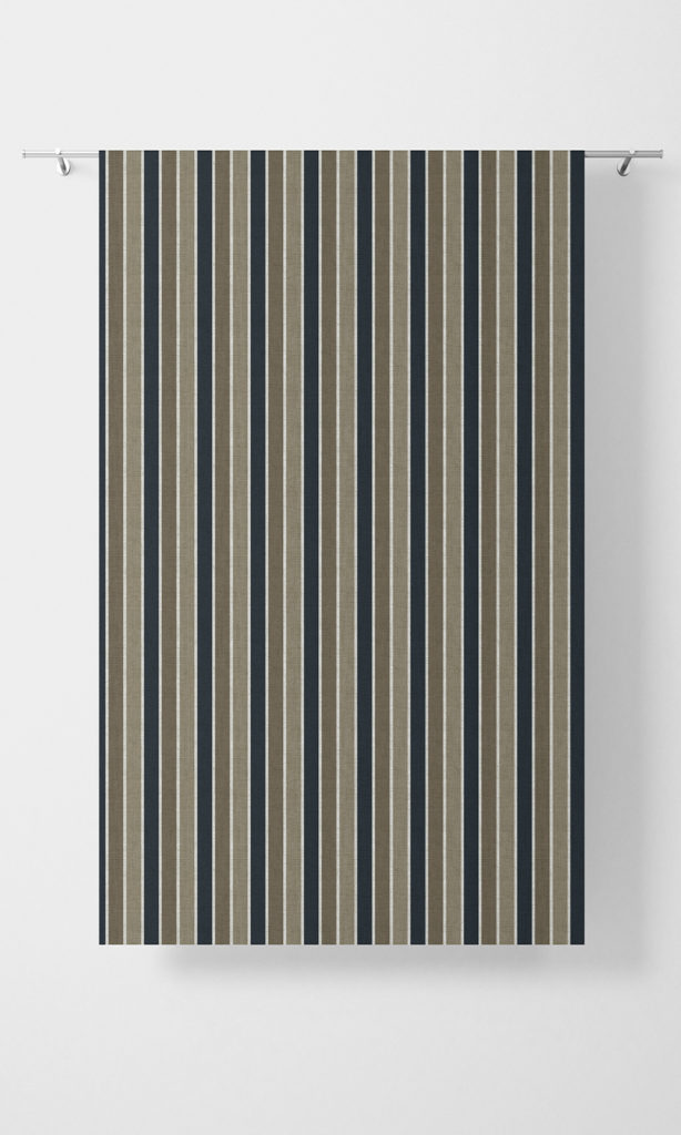 Modern Striped Print Drapes Online I Navy Blue/ Brown I Spiffy Spools