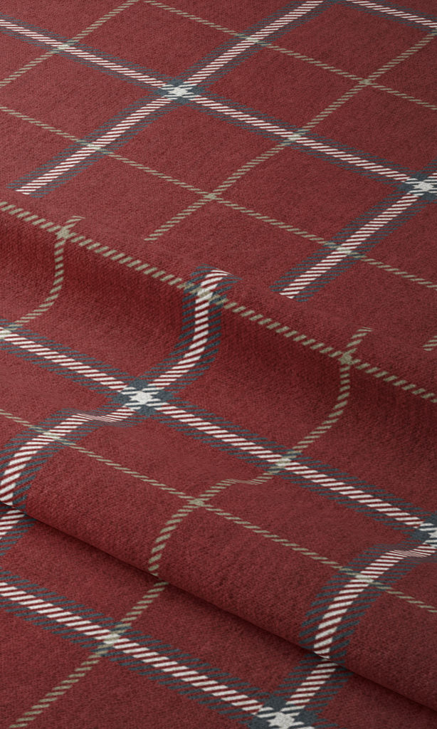 Modern Check Patterned Drapes Online I Deep Red I Spiffy Spools