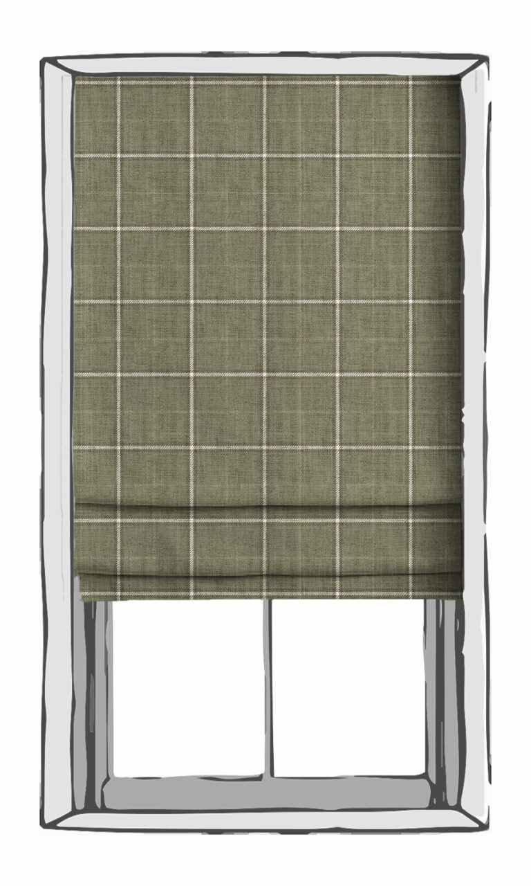 Buy Check Patterned Window Blinds Online I Olive Green I Spiffy Spools