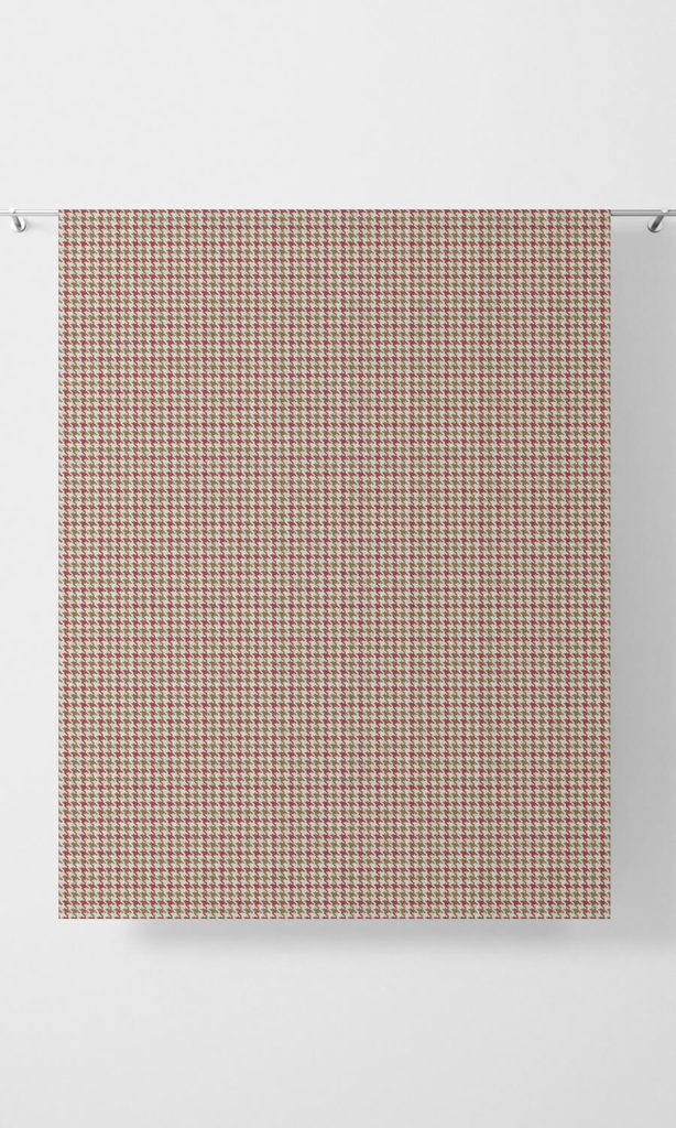 'Resounding Rose' Houndstooth Patterned Curtains (Red & Brown)