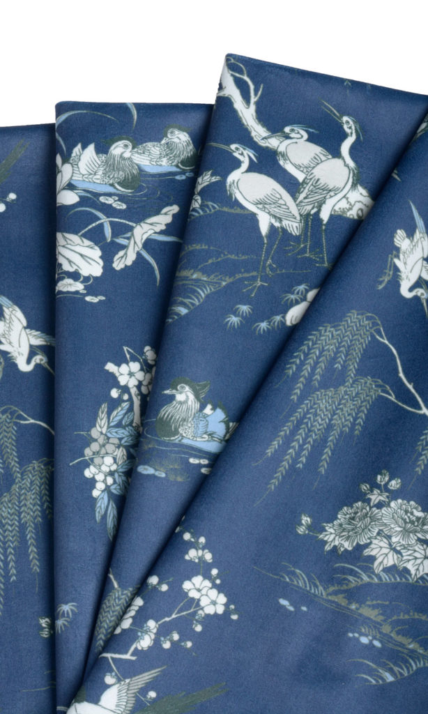 Order Chinoiserie Toile Velvet Print Shades Online I Navy Blue