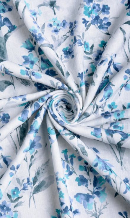 Order Floral Print Roman Shades Online I Blue/ Grey I Spiffy Spools
