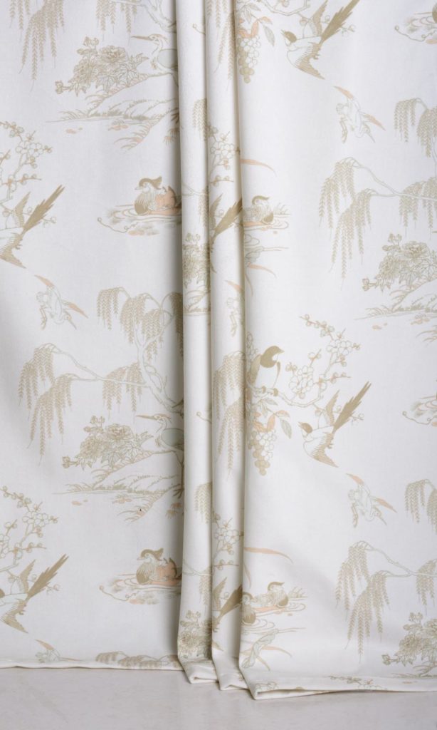 Order Chinoiserie Toile Velvet Print Blinds Online I White/ Ivory
