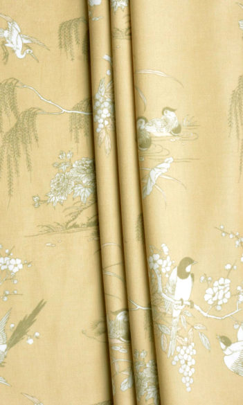 'Naples Yellow' Chinoiserie Toile Print Drapes (Pale Yellow)