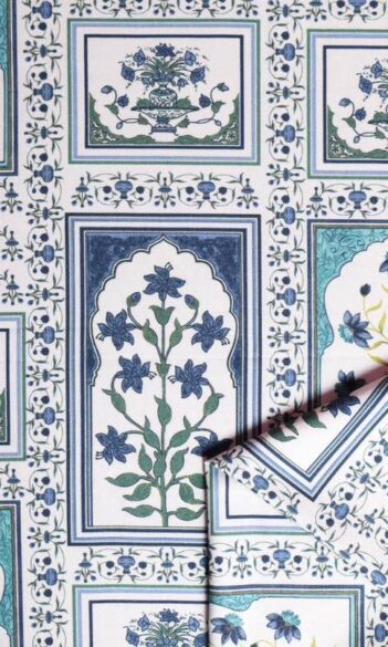 ‘Churu’ Floral Cotton Window Shades (Blue/ Green) – Spiffy Spools