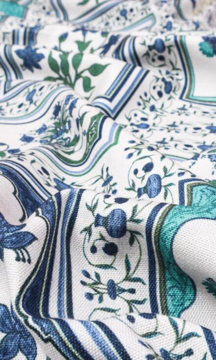 ‘Churu’ Floral Cotton Window Shades (Blue/ Green) – Spiffy Spools