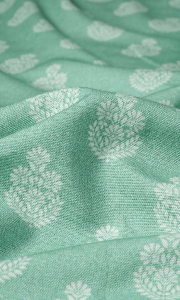 Order Floral Cotton Window Blinds Online I Sea Green I Spiffy Spools