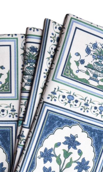 ‘Churu’ Floral Cotton Window Shades (Blue/ Green) – Spiffy Spools