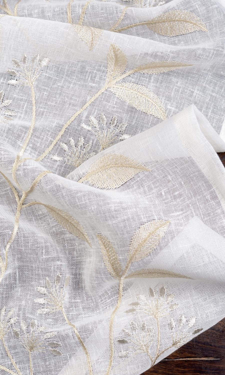 'Arabian Sand' Sheer Floral Embroidered Window Shades (White/ Beige)