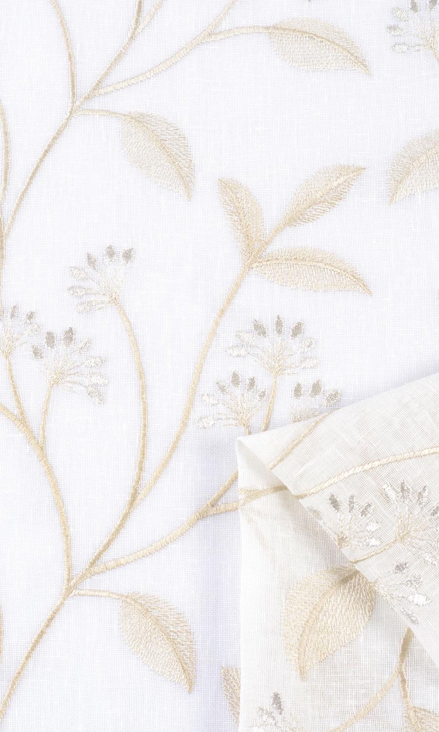 'Arabian Sand' Sheer Floral Embroidered Window Shades (White/ Beige)
